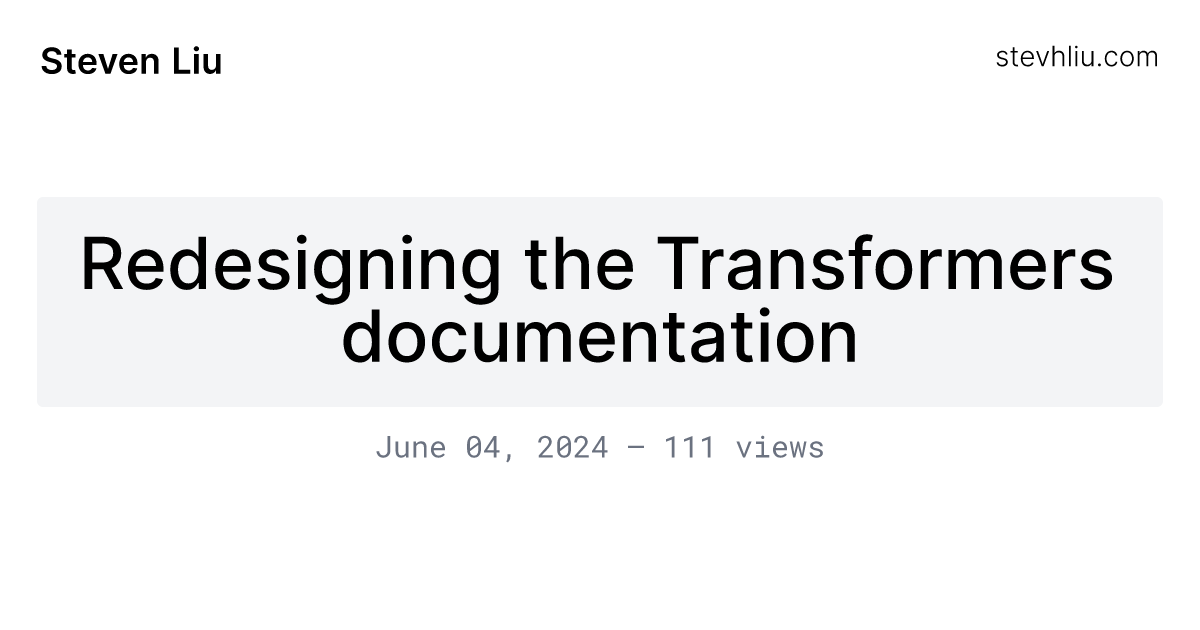 Redesigning the Transformers documentation